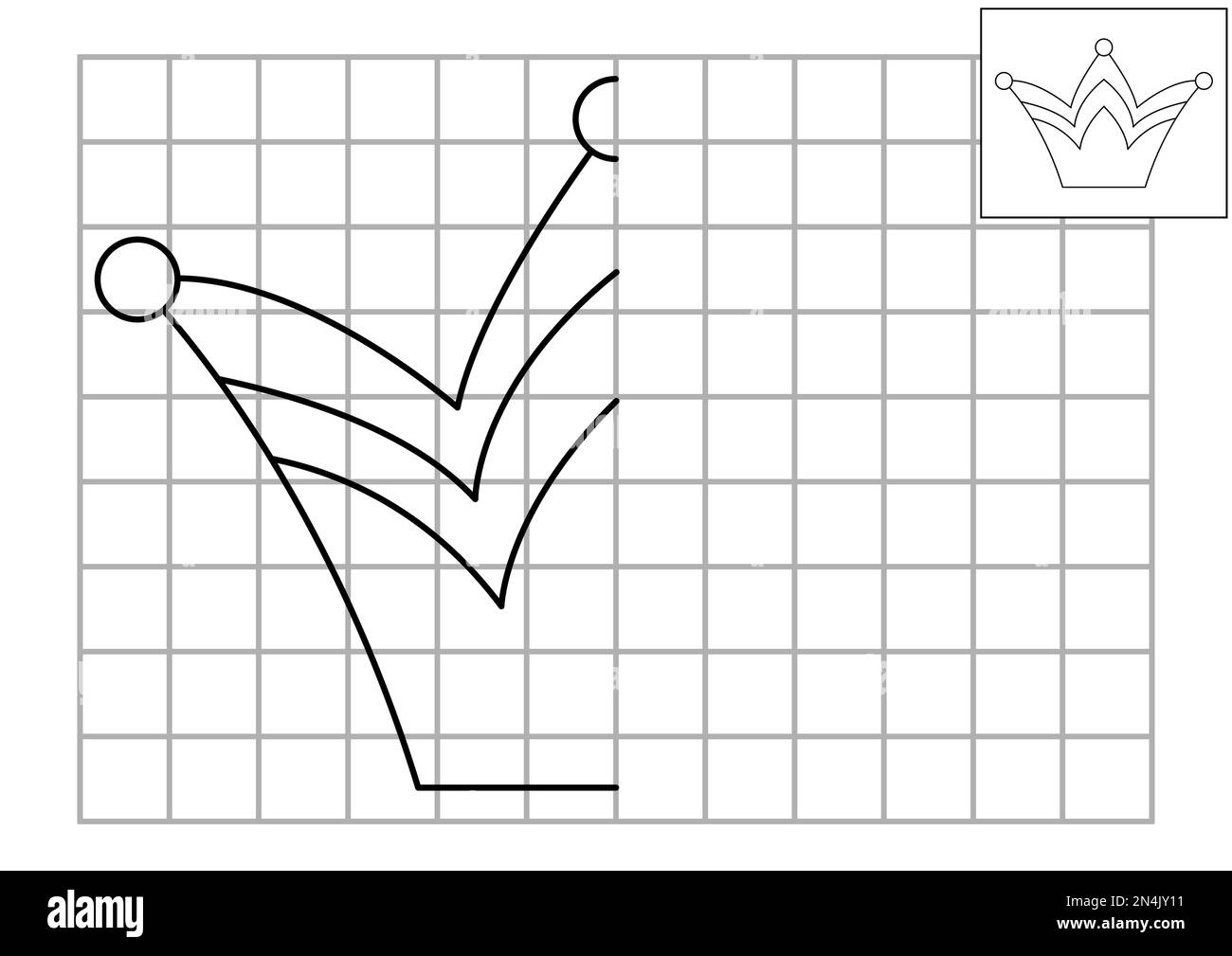 Complete the crown picture. Vector fairytale symmetrical drawing ...
