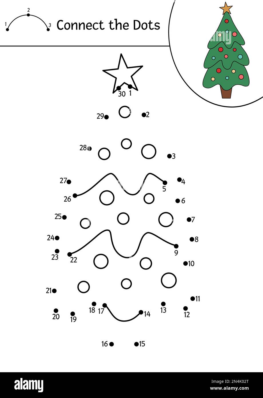 Vector Christmas Dot to dot And Color Activity With Cute Fir Tree vector-christmas-dot-to-dot-and-color-activity-with-cute-fir-tree