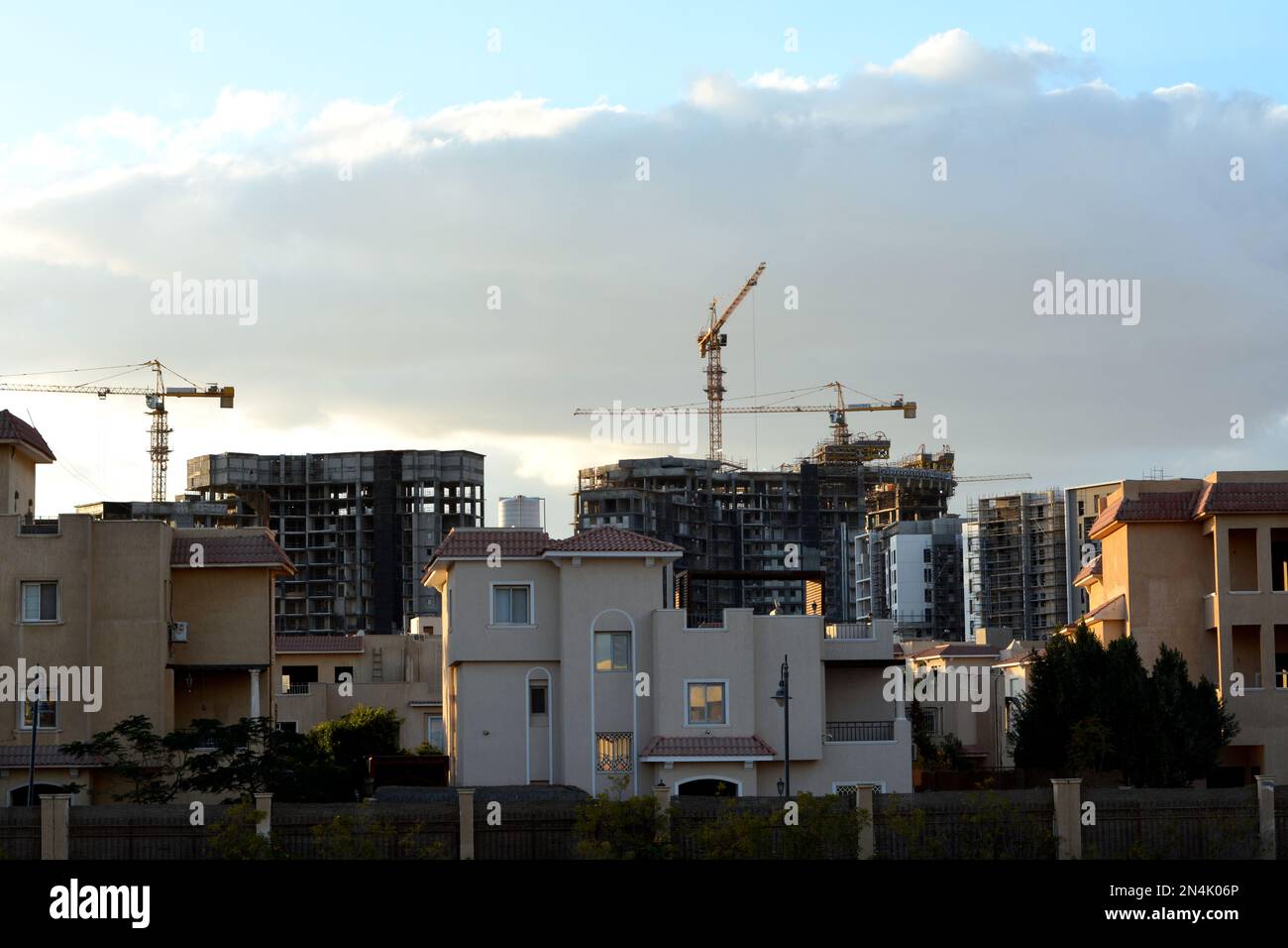 Giza, Egypt, February 4 2023: A construction site of new high rise in Egypt by Orascom ...