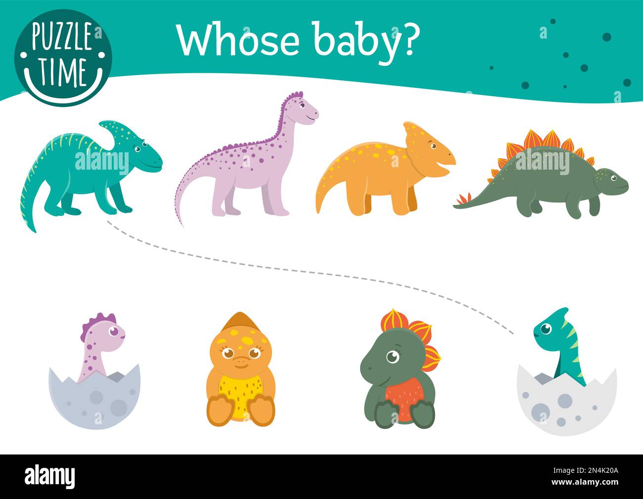 Dinosaur matching activity with cute characters. Prehistoric puzzle ...