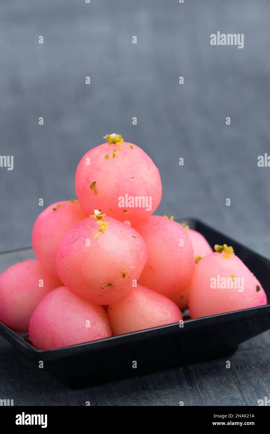 Indian Bengali Mithai Pink Rasbhari Also Called Chena Angoor, Gulabi ...