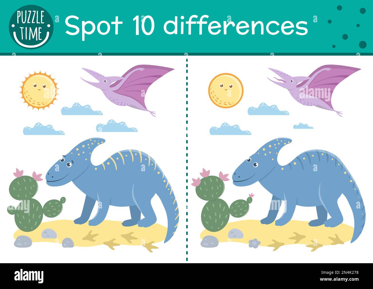 Prehistoric find differences game for children. Jurassic period ...