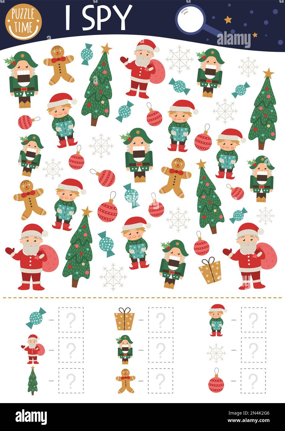Christmas I spy game for kids. Searching and counting activity for ...
