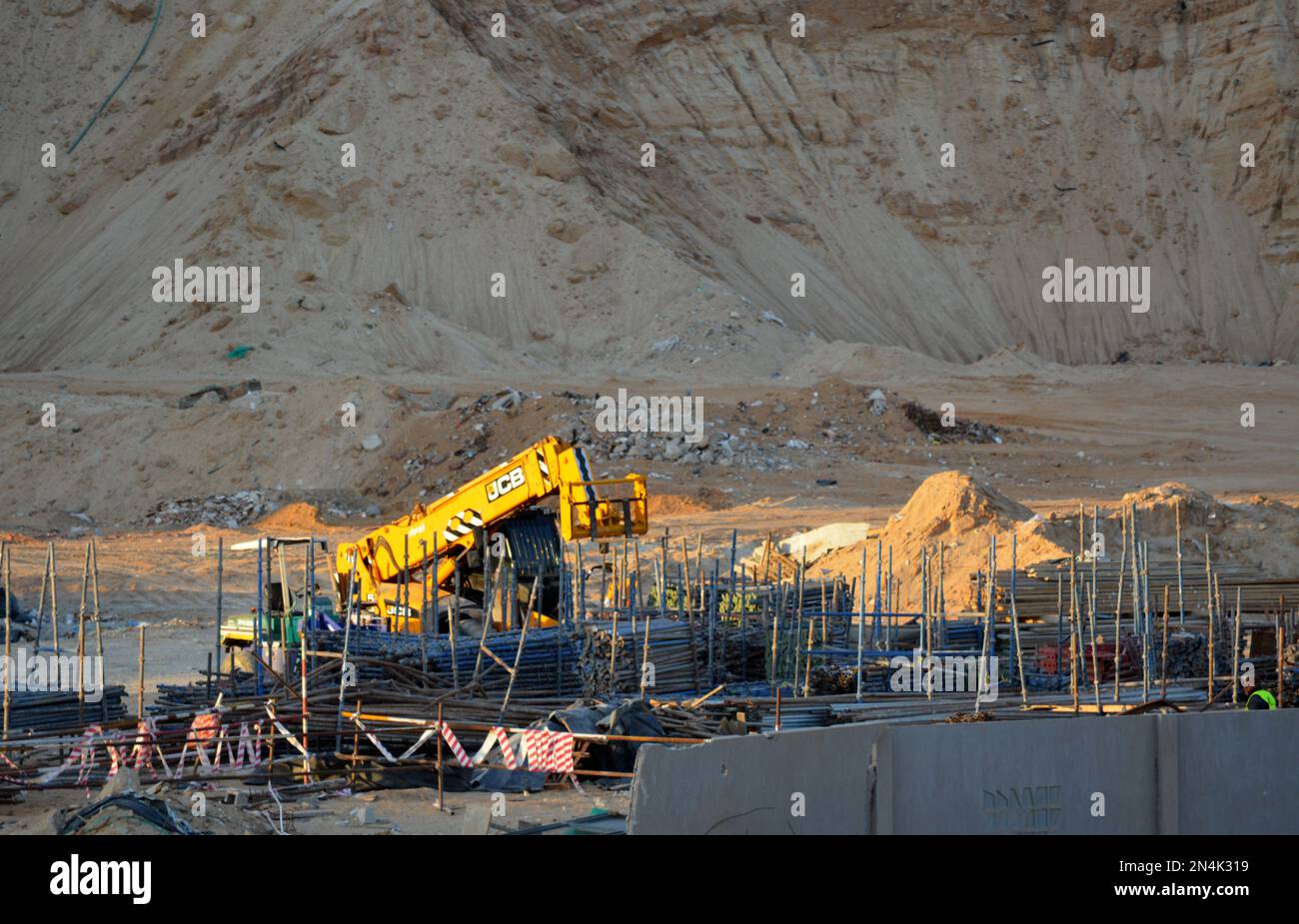 Giza, Egypt, February 4 2023: A construction site of new high rise in ...