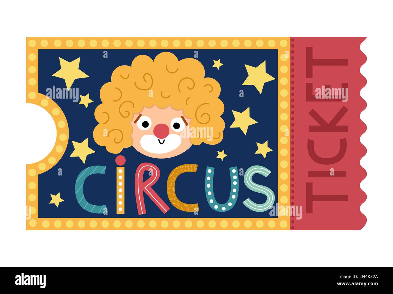 Vector circus ticket icon. Amusement park pass clipart isolated on ...
