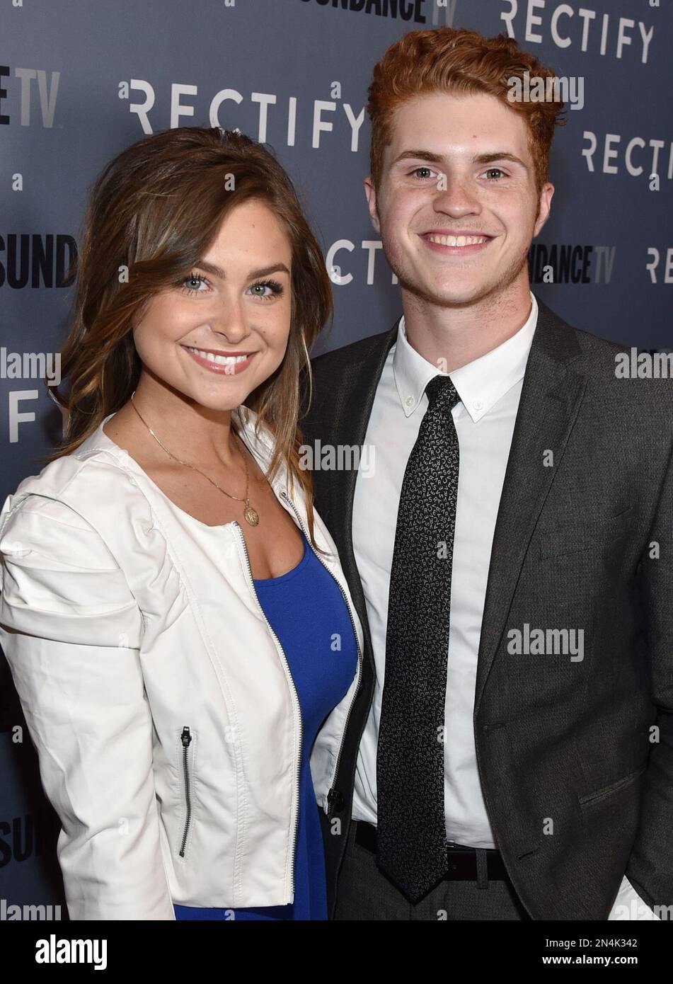 Gianna DiLoren, left, and Jake Austin Walker attend the premiere of ...