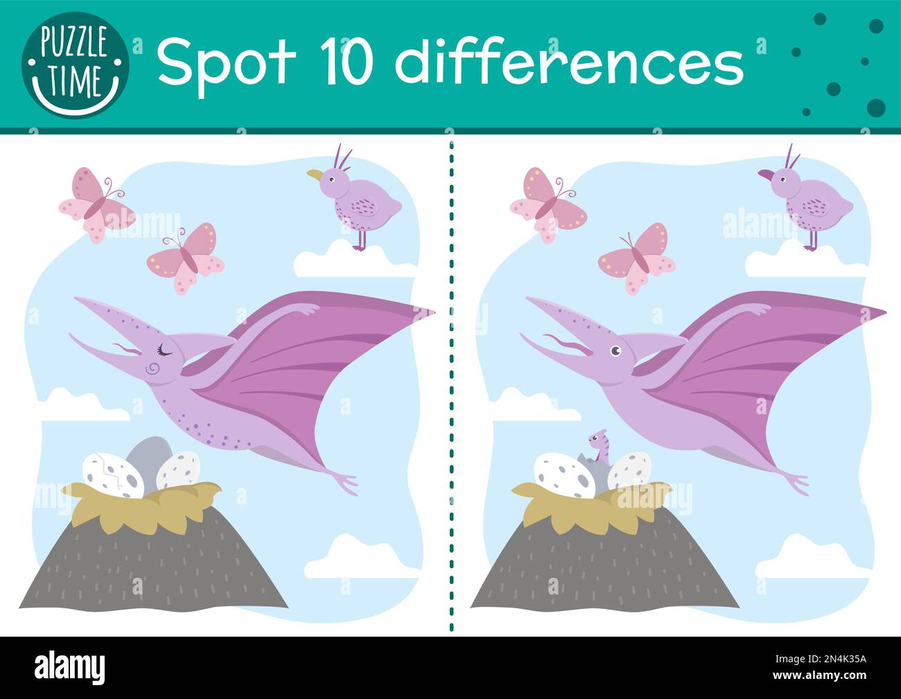 Prehistoric find differences game for children. Jurassic period ...