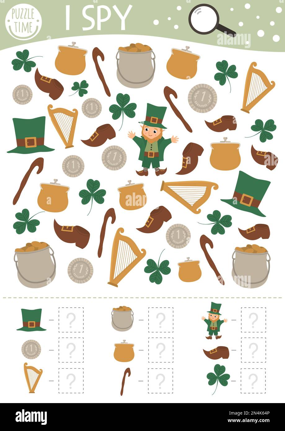 Saint Patrick I spy game for kids. Searching and counting activity for ...