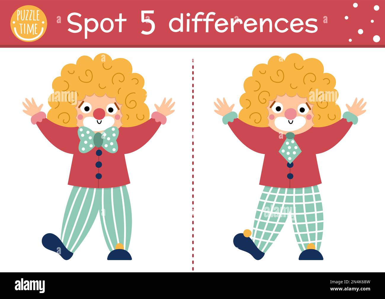 Circus find differences game for children. Educational activity with ...