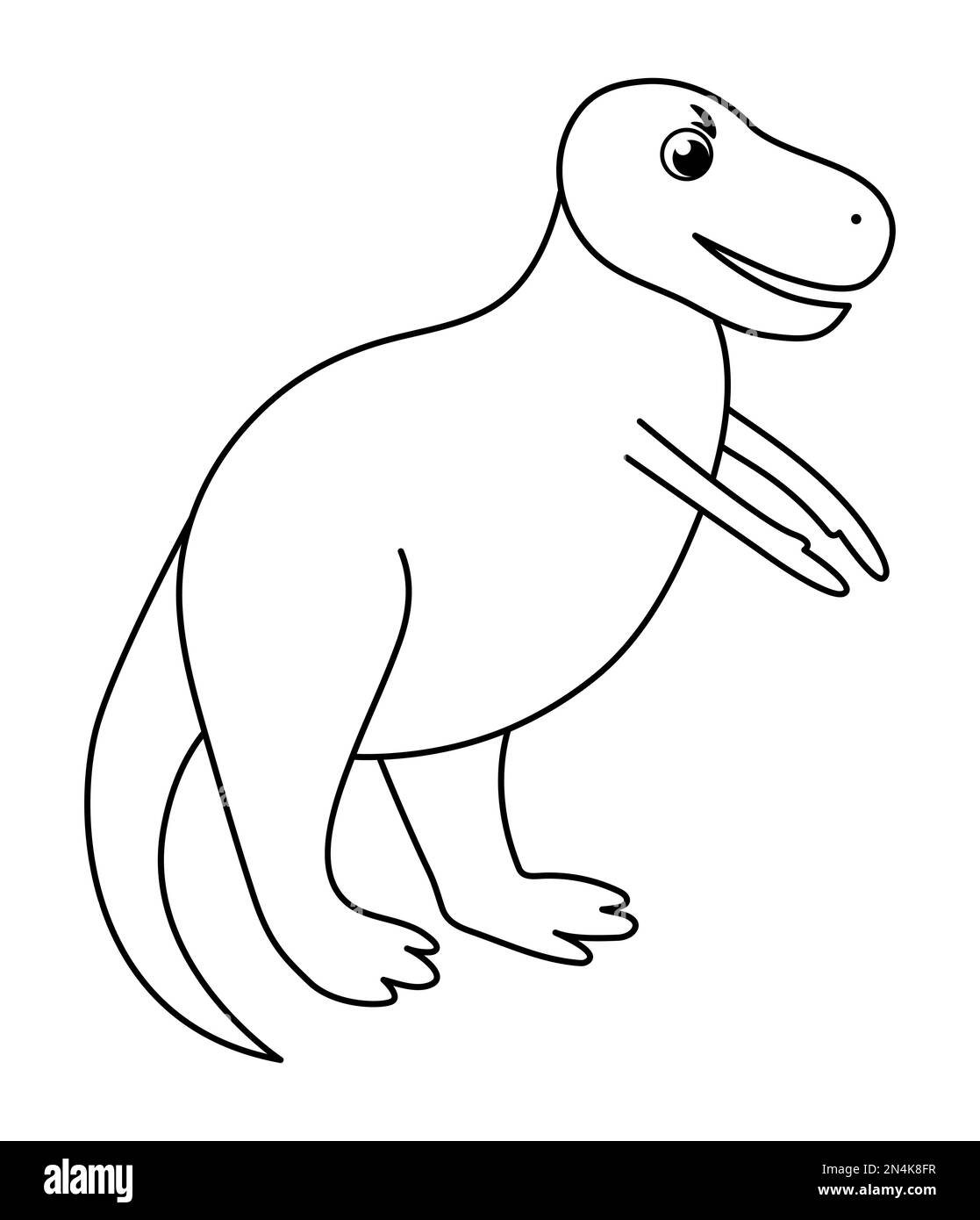 Vector cute dinosaur line icon isolated on white background. Funny ...