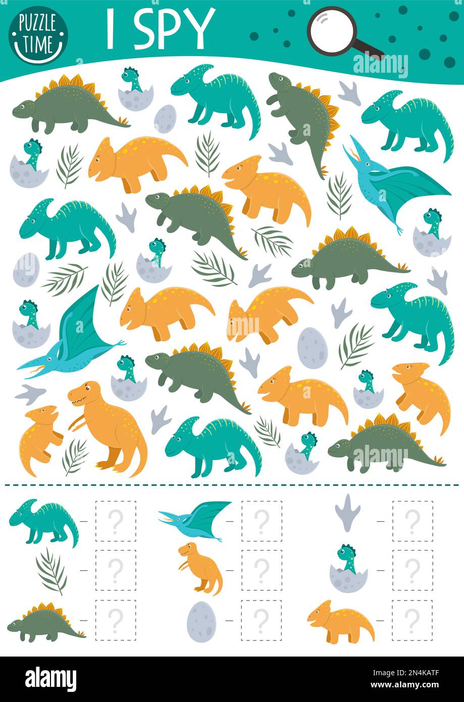 Dinosaur I spy game for kids. Searching and counting prehistoric ...