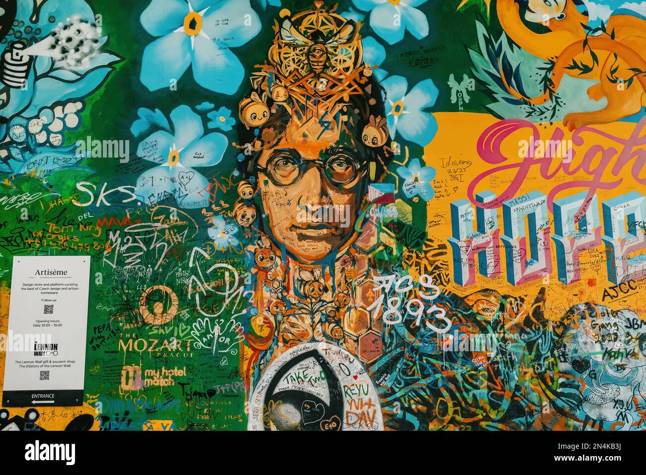 Prague, Czech - February 2023. Colorful Graffiti on John Lennon Wall ...