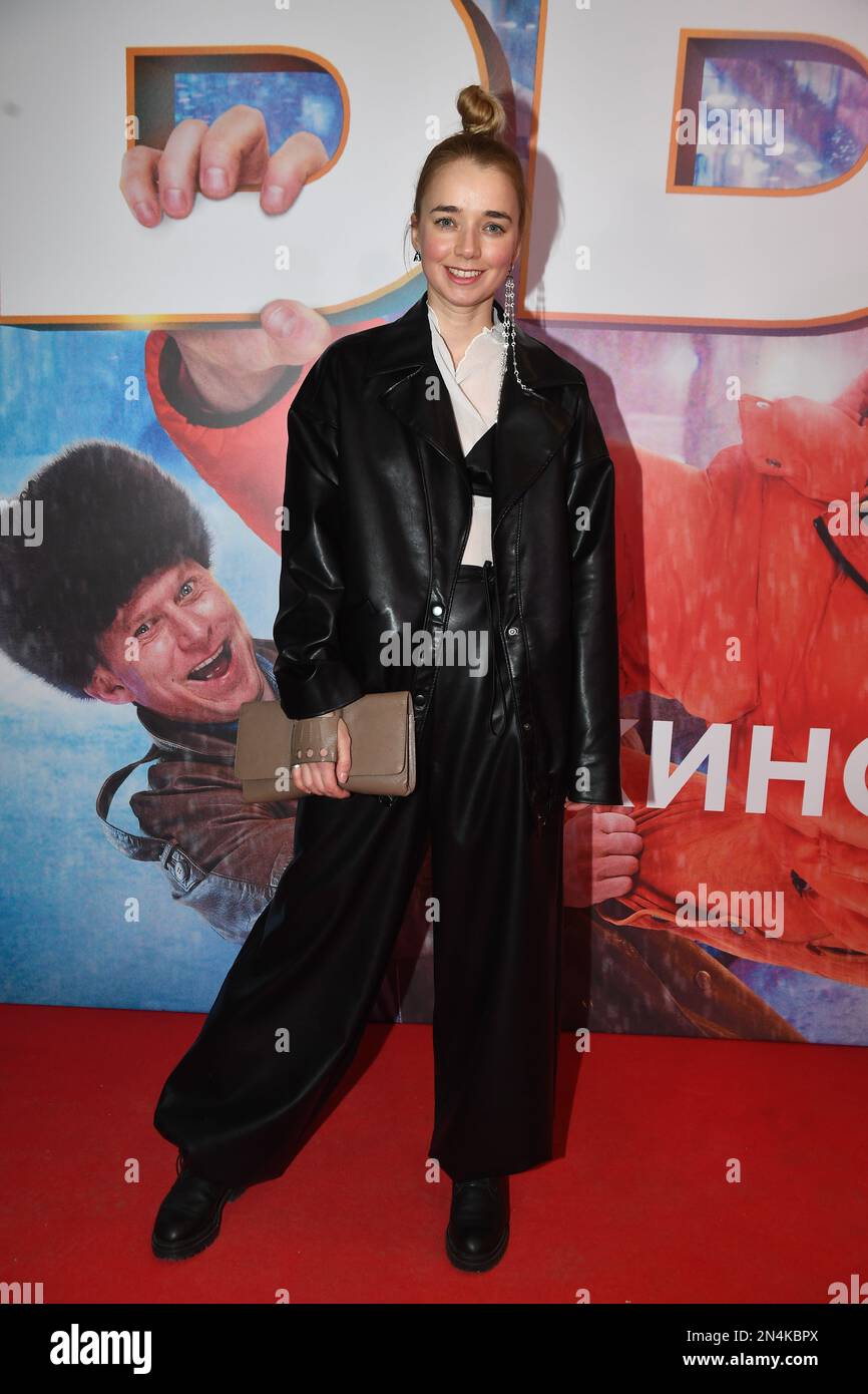 Moscow. The actress Alyona Chekhova at a premiere of the adventure ...