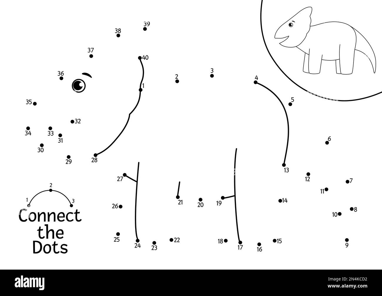 Vector dot-to-dot and color activity with cute protoceratops dinosaur ...