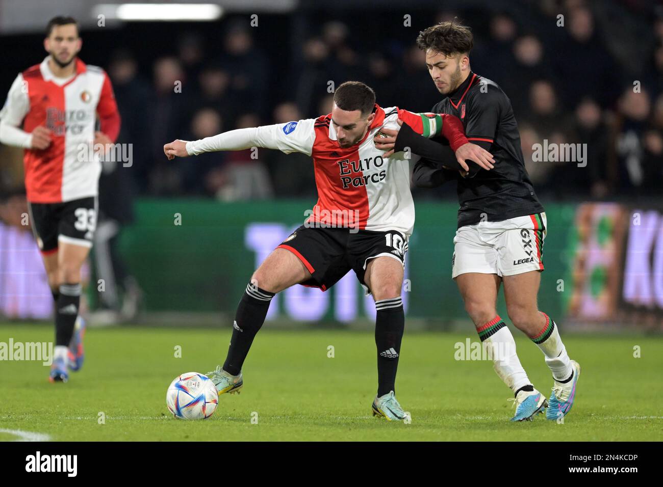 ROTTERDAM - (lr) Orkun Kokcu of Feyenoord, Souffian El Karouani of NEC Nijmegen during the round ...
