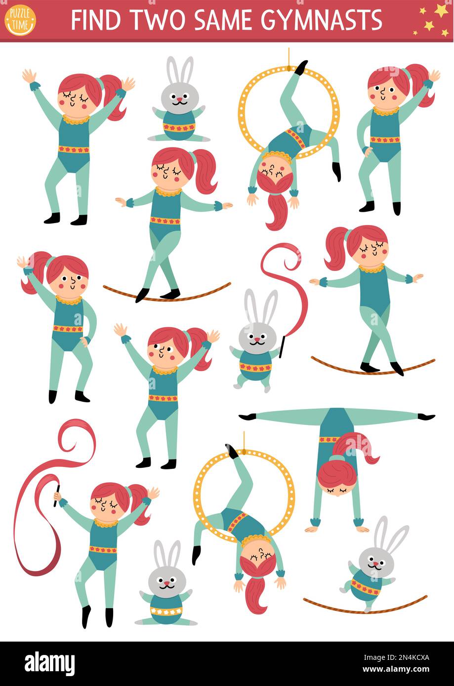 Find two same gymnasts. Circus matching activity for children ...