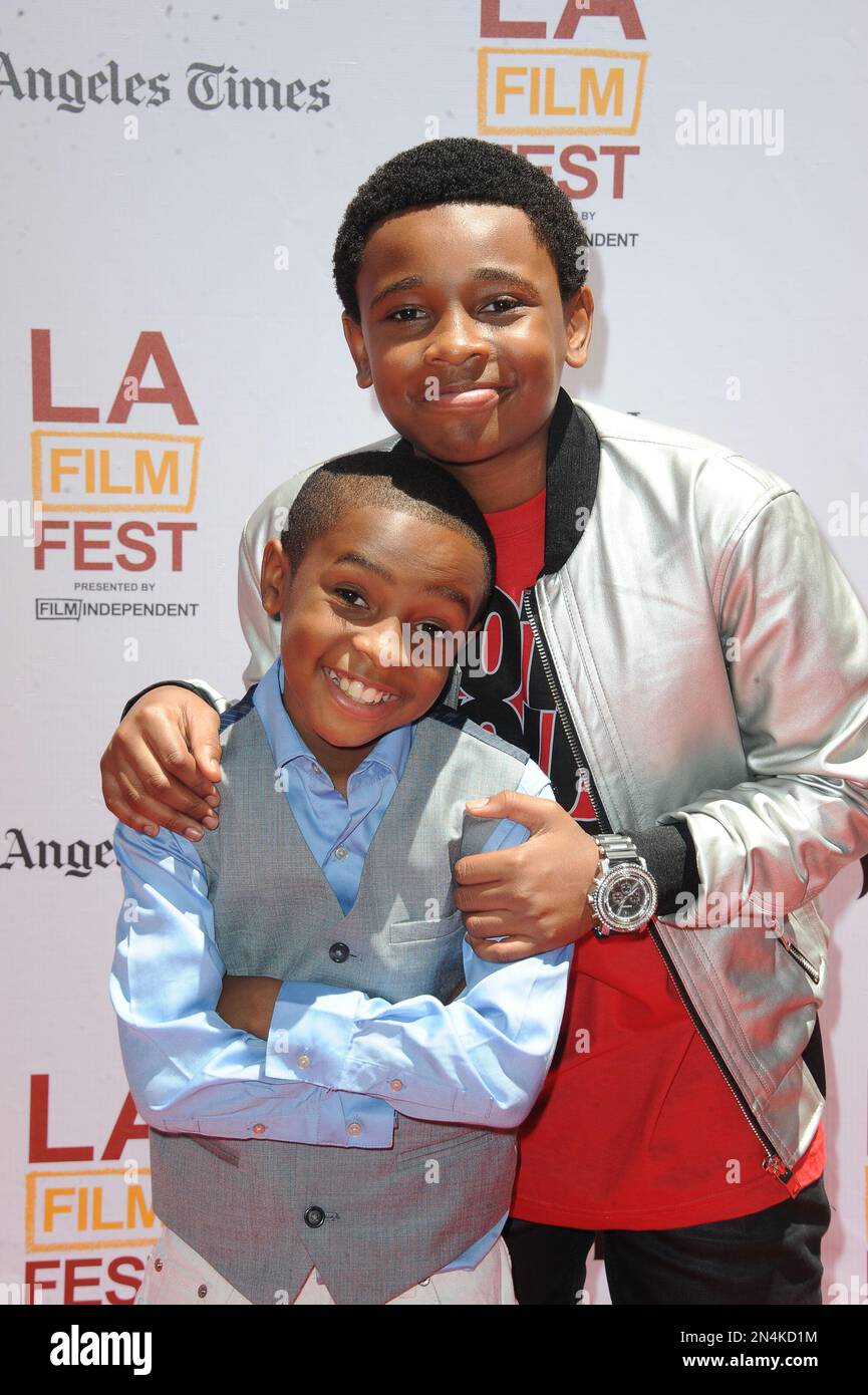 Kaleel Harris, at left, and Curtis Harris arrives at The Los Angeles Film Festival Earth to Echo ...