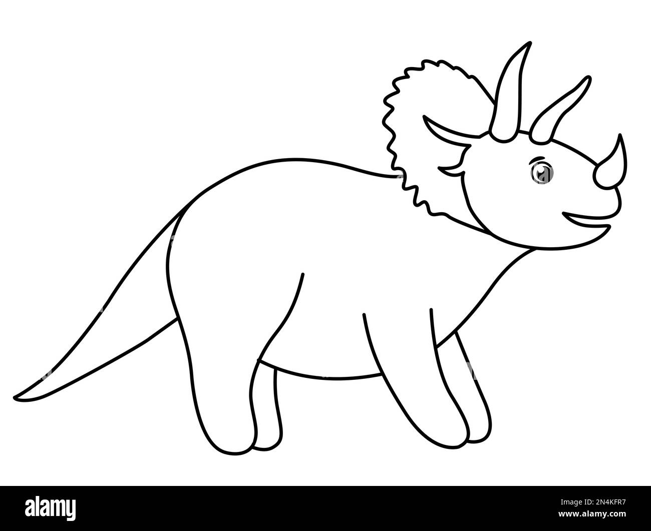 Vector cute dinosaur line icon isolated on white background. Funny ...