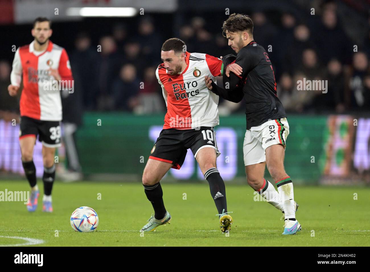 ROTTERDAM - (lr) Orkun Kokcu of Feyenoord, Souffian El Karouani of NEC Nijmegen during the round ...
