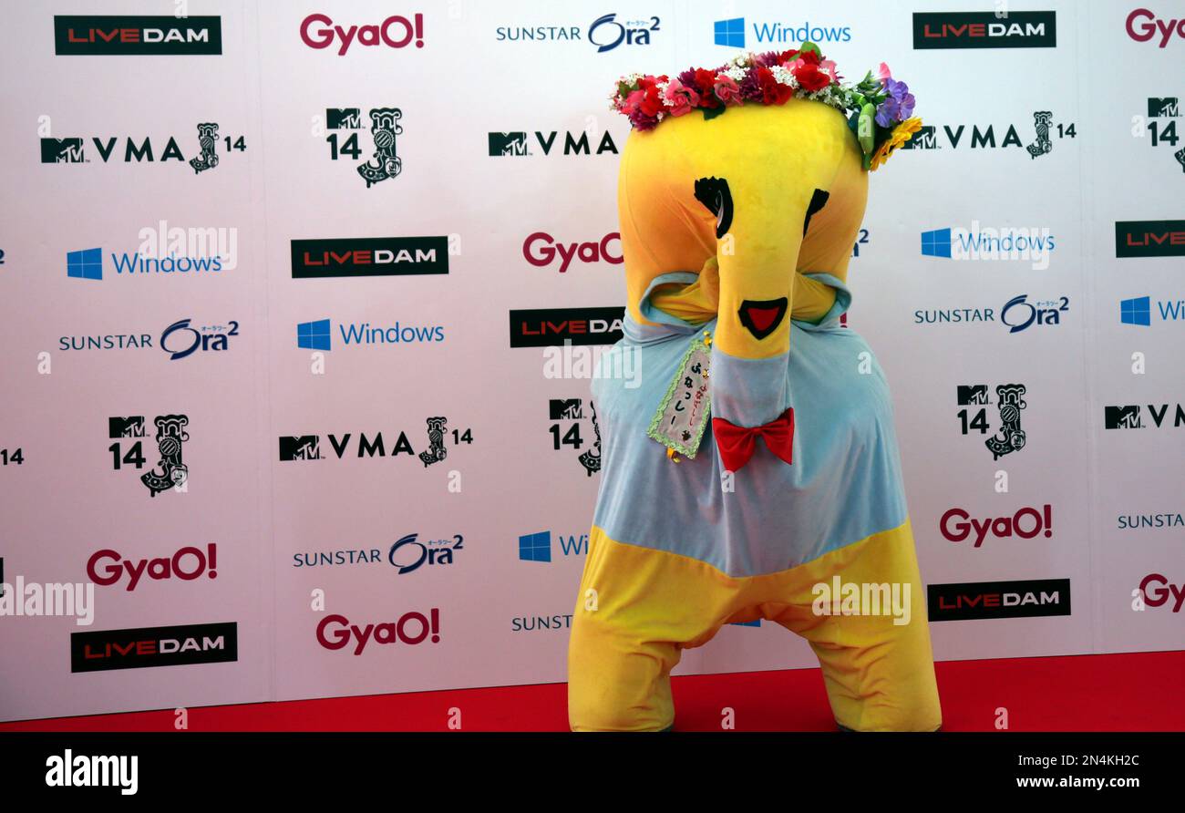 Japanese mascot character “Funassyi" poses for photographers on the red ...