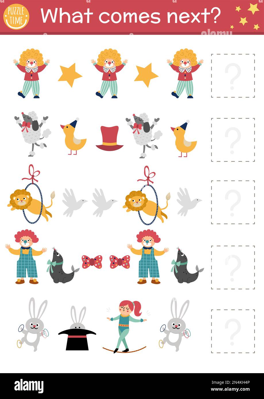 What comes next. Circus matching activity for preschool children with ...