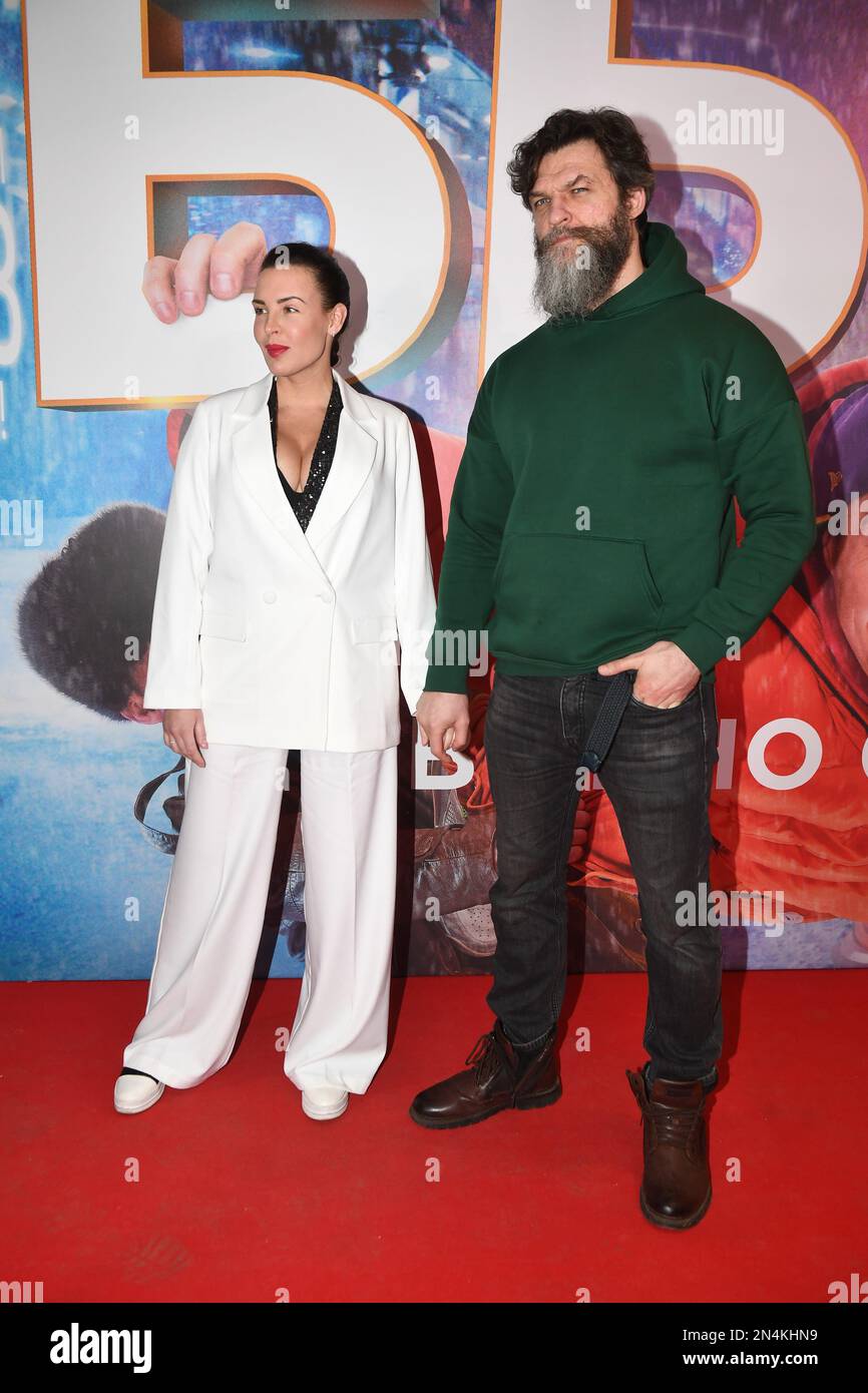 Moscow. Actors Irina Rudominskaya and Maxim Kolesnichenko at a premiere ...