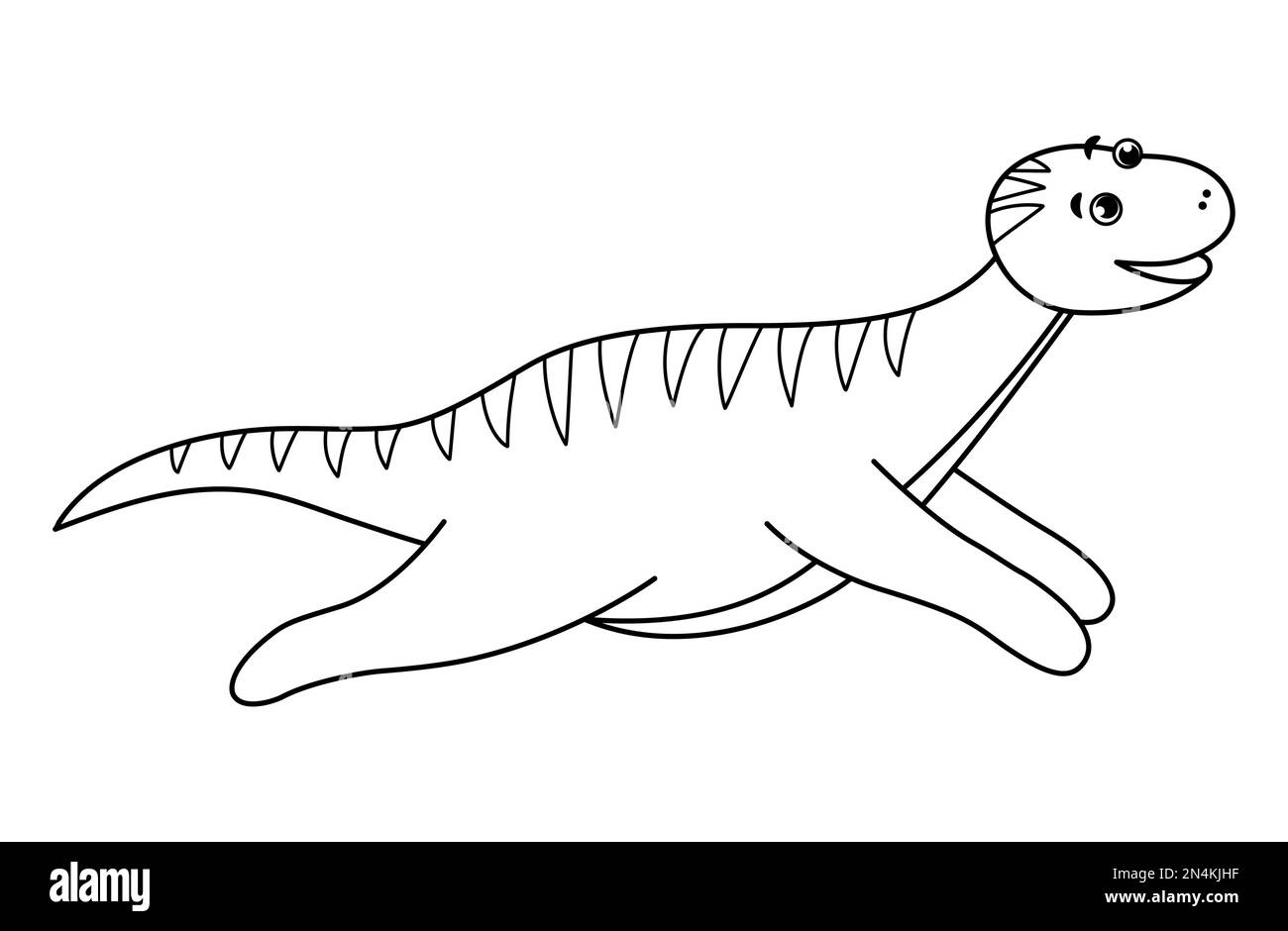 Vector cute dinosaur line icon isolated on white background. Funny ...