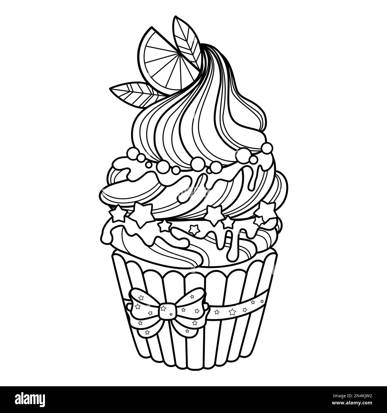 Cupcake dessert. Black and white linear drawing. Vector Stock Vector Image & Art - Alamy