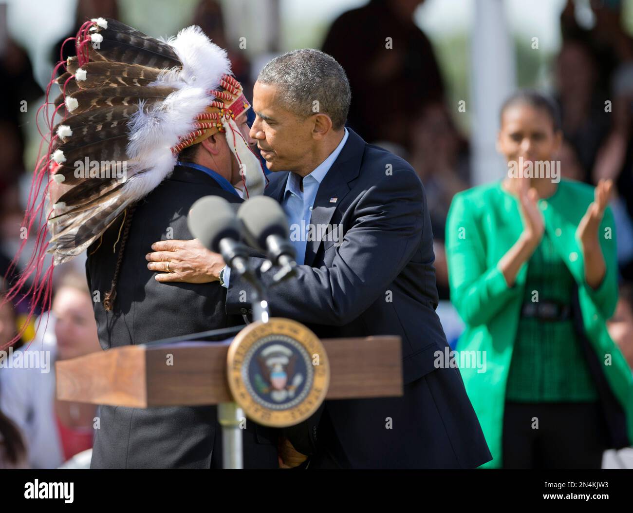 President Barack Obama with first lady Michelle Obama, Standing Rock ...