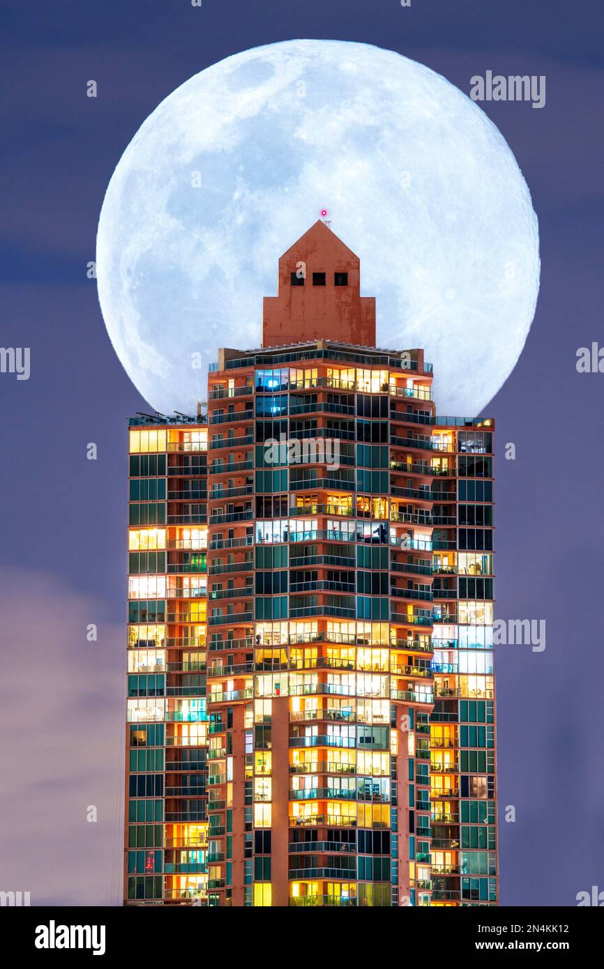 North Miami Beach, Sunny Isles Skyline at Night Trump Tower, Aqualina ...