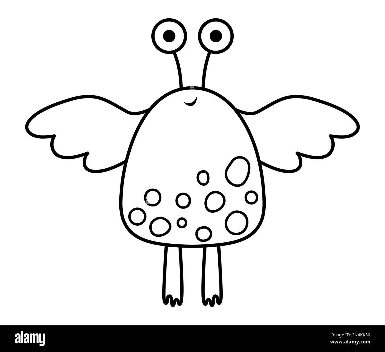 Vector black and white alien illustration for children. Outline ...