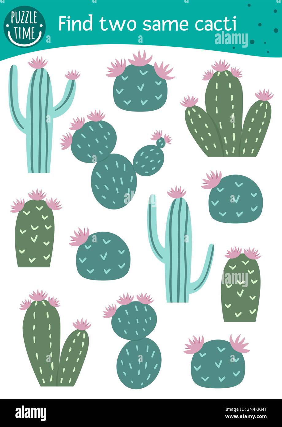 Find two same cacti. Tropical matching activity for preschool children ... Find two same cacti. Tropical matching activity for preschool children ...