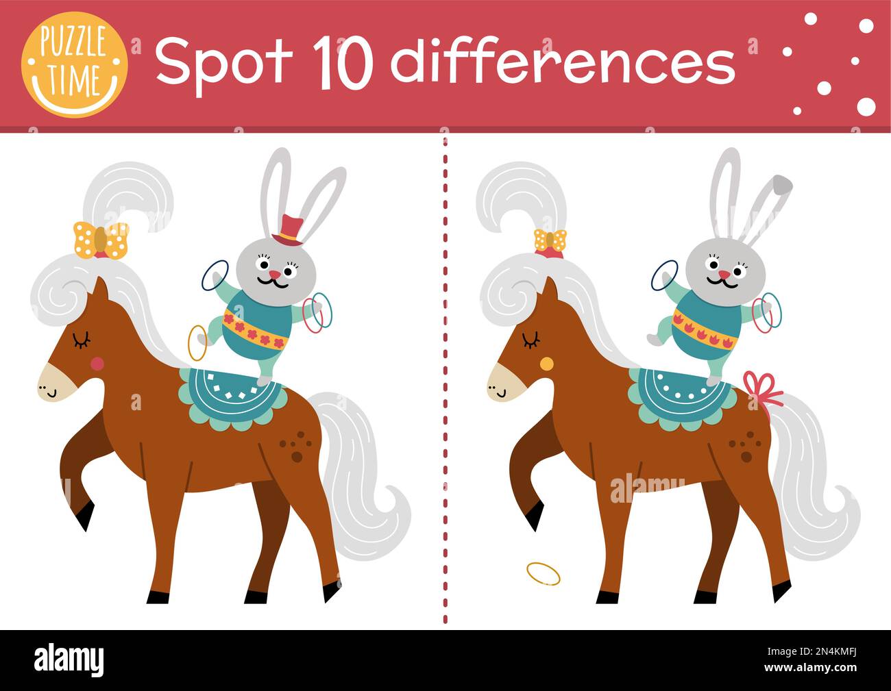 Circus find differences game for children. Educational activity with ...