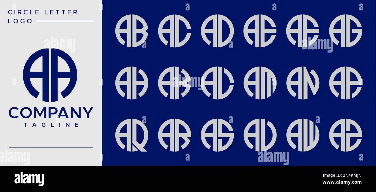 Collection of simple circle letter A logo design vector. A letter mark ...