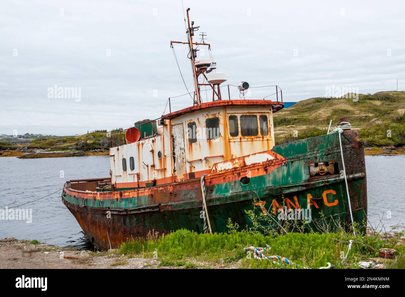 The old derelict tug Tanac at Channel Port aux Basques in Newfoundland ...
