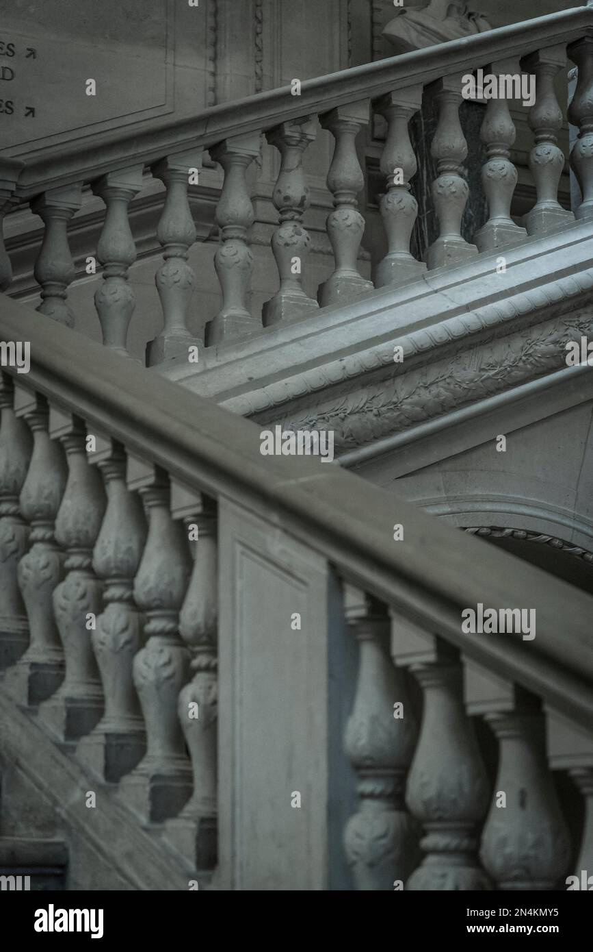 Architectural detail of staircase, Louvre Museum, the world's most ...