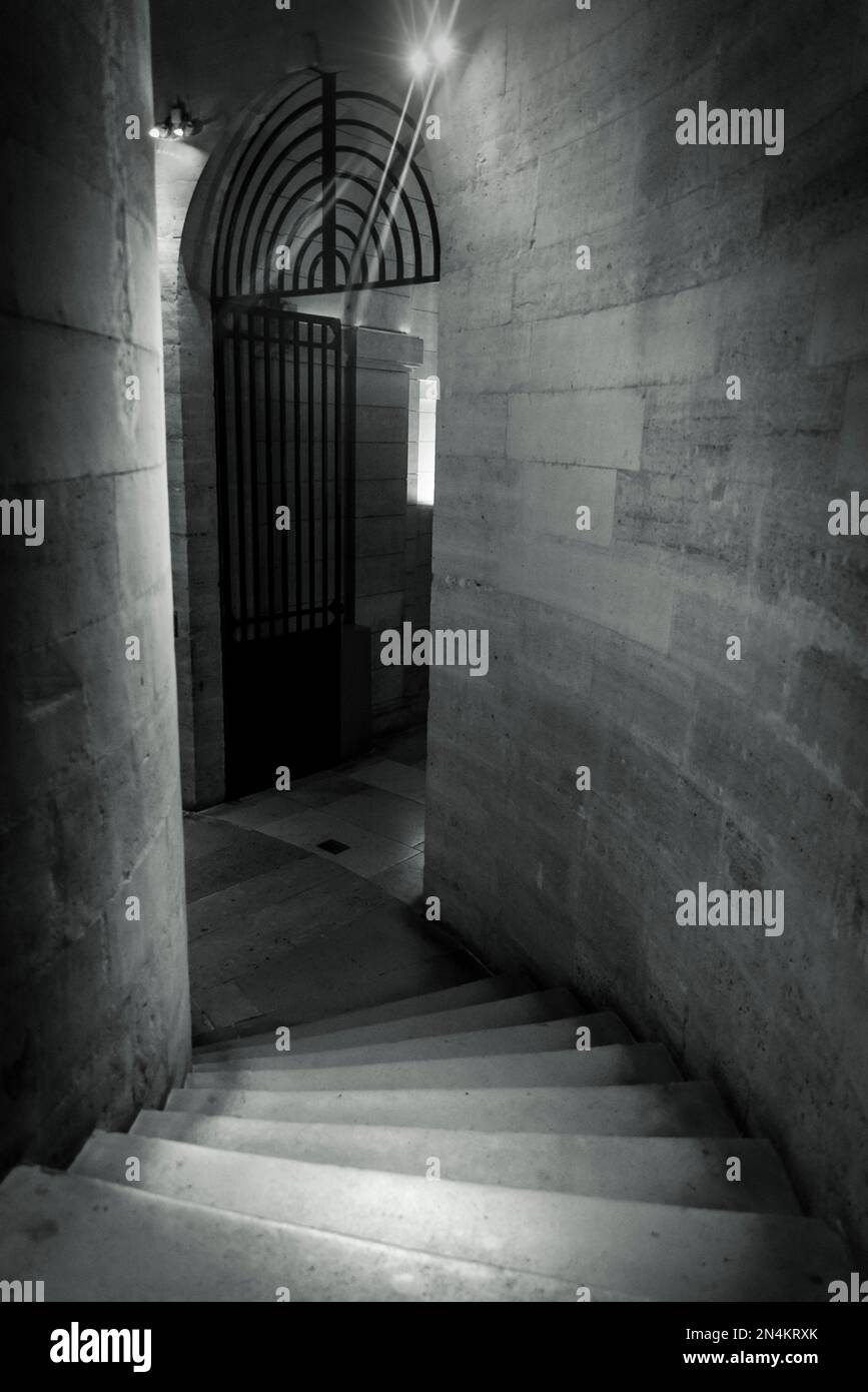 Stairs in the Crypt in the Panthéon, a Neoclassical monument that is ...