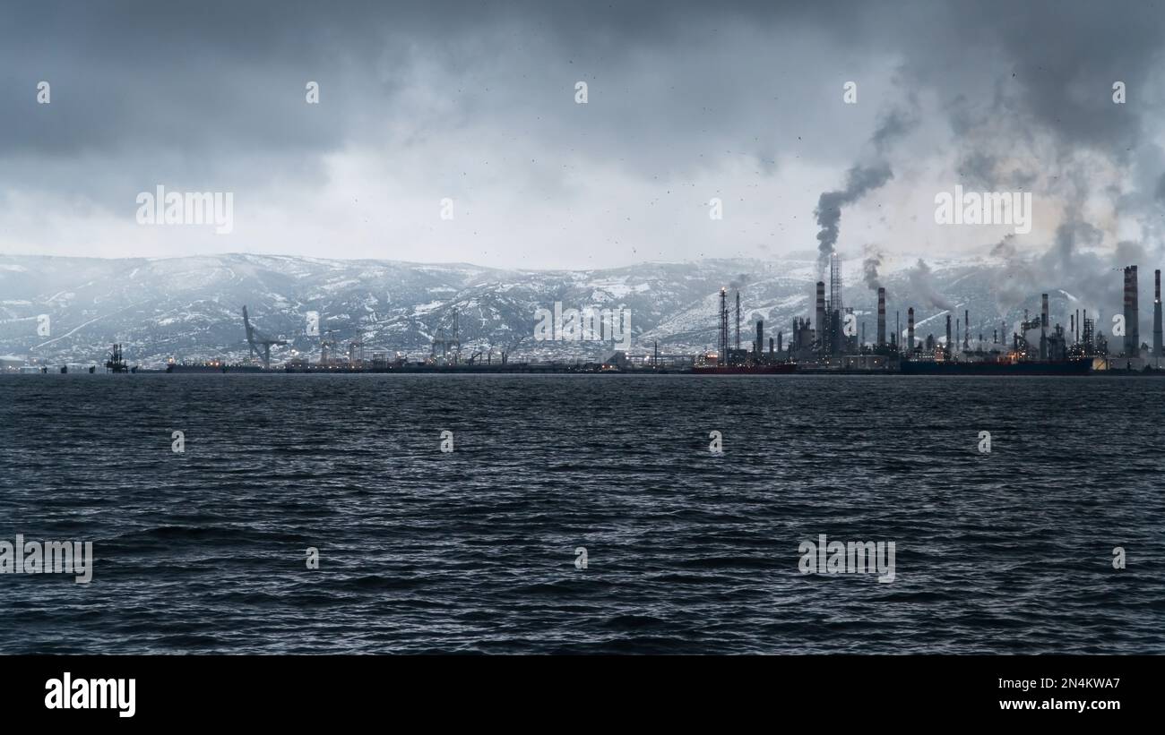 Environmental pollution. Toxic chemical gases releasing to atmosphere ...