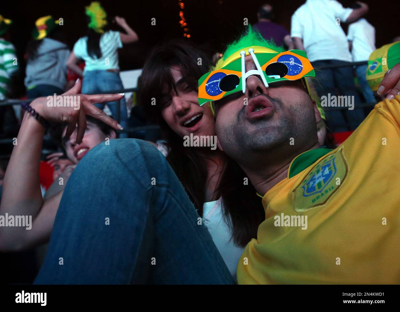 Lebanese soccer fans cheer during the first soccer match of the World ...