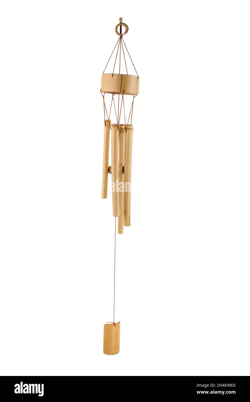 Bamboo wind chime isolated on white background Stock Photo - Alamy