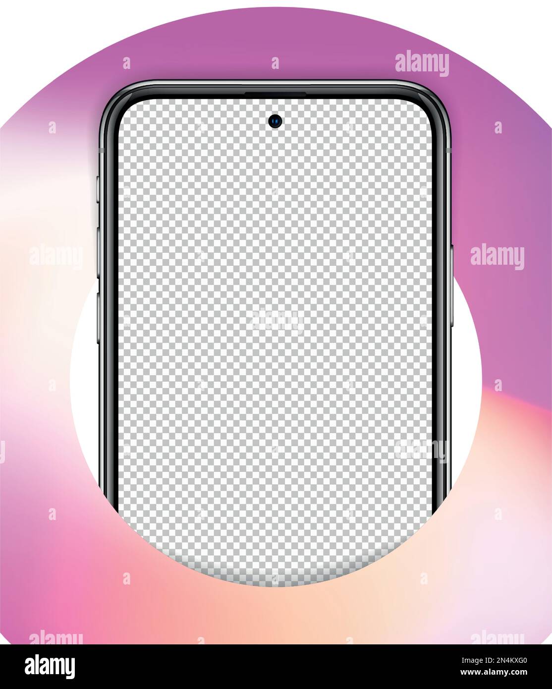 Smart phone frame with camera in pink lovely circle. Modern realistic ...