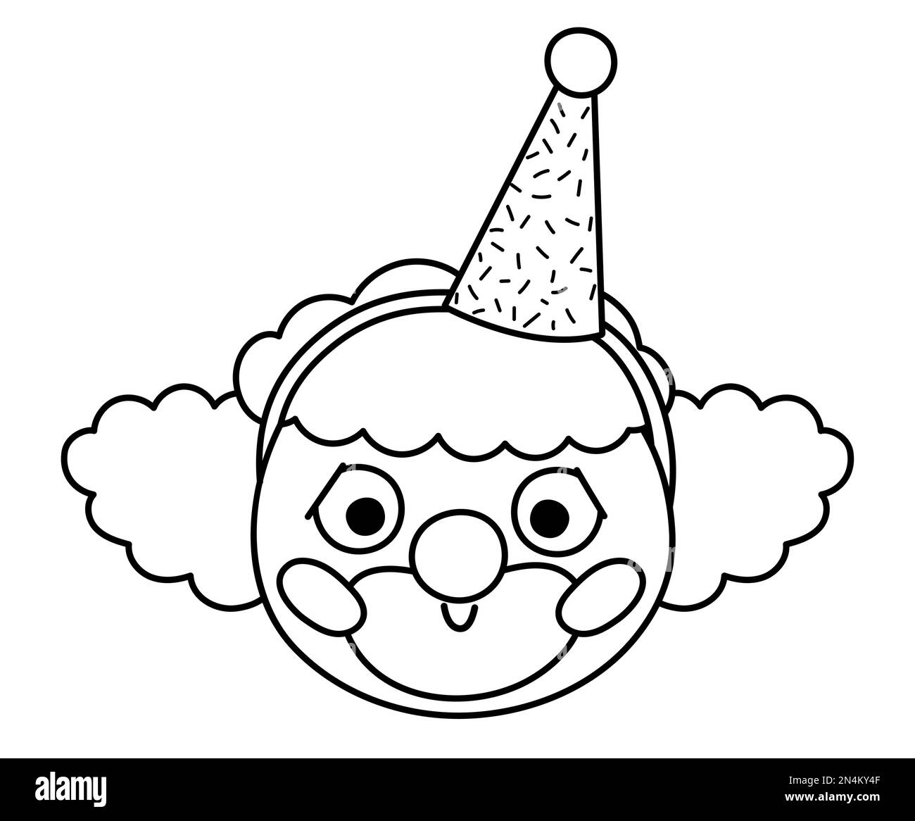 Vector black and white clown face. Circus artist avatar outline clipart ...