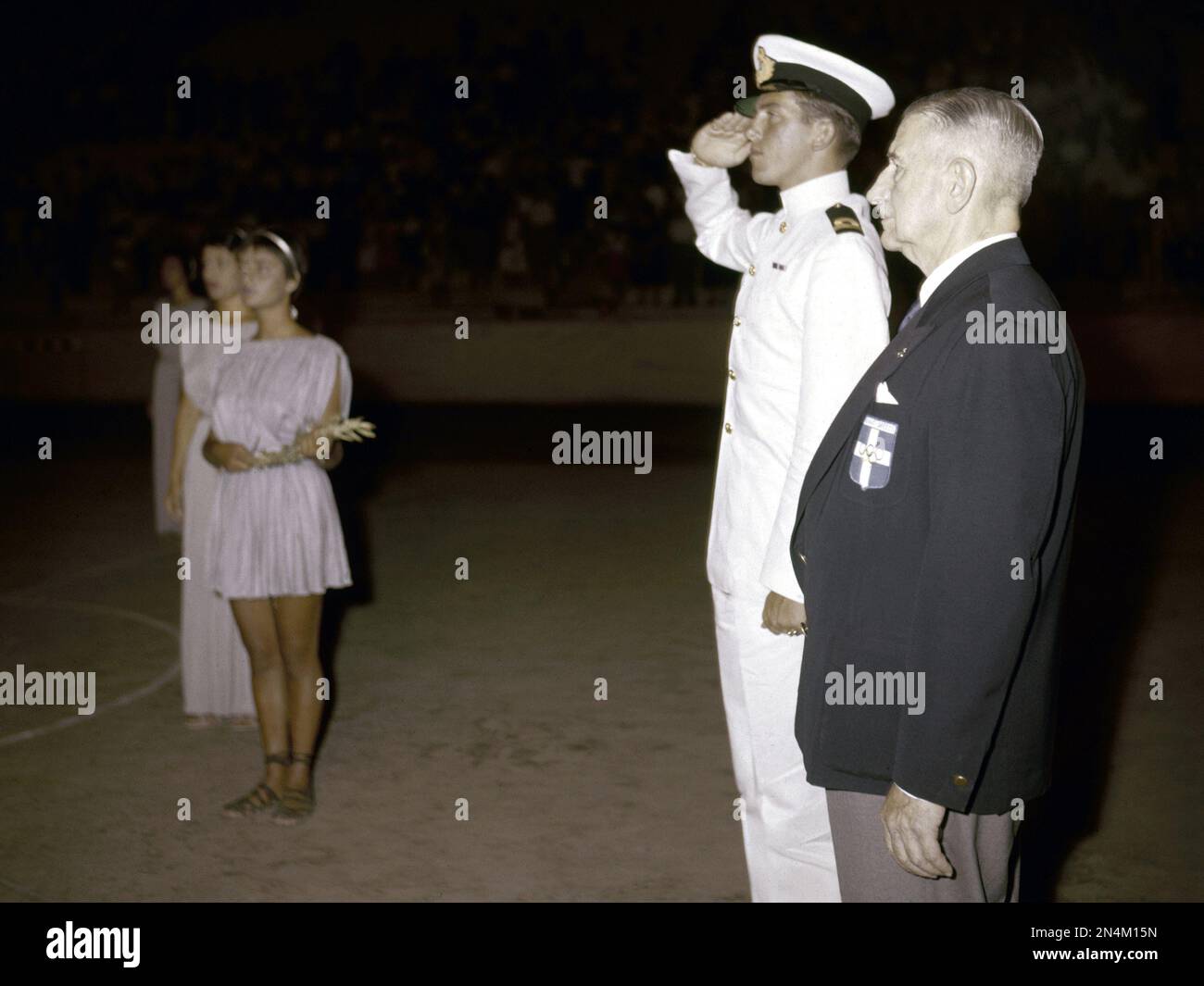 In the presence of Crown Prince Constantine of Greece, saluting in ...