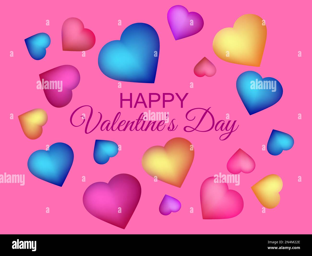 Happy Valentines Day text and hearts with gradient mesh. Greeting card ...