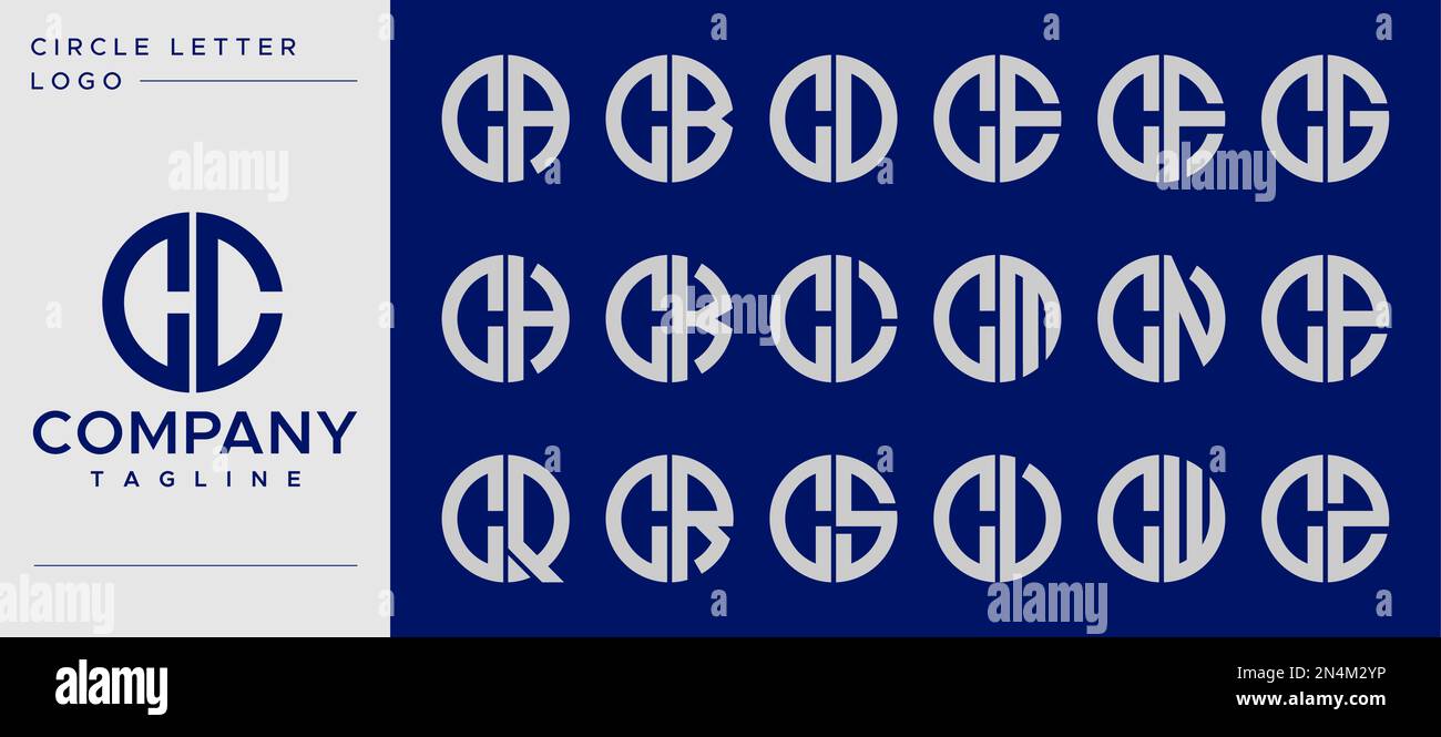 Collection of simple circle letter C logo design vector. C letter mark ...