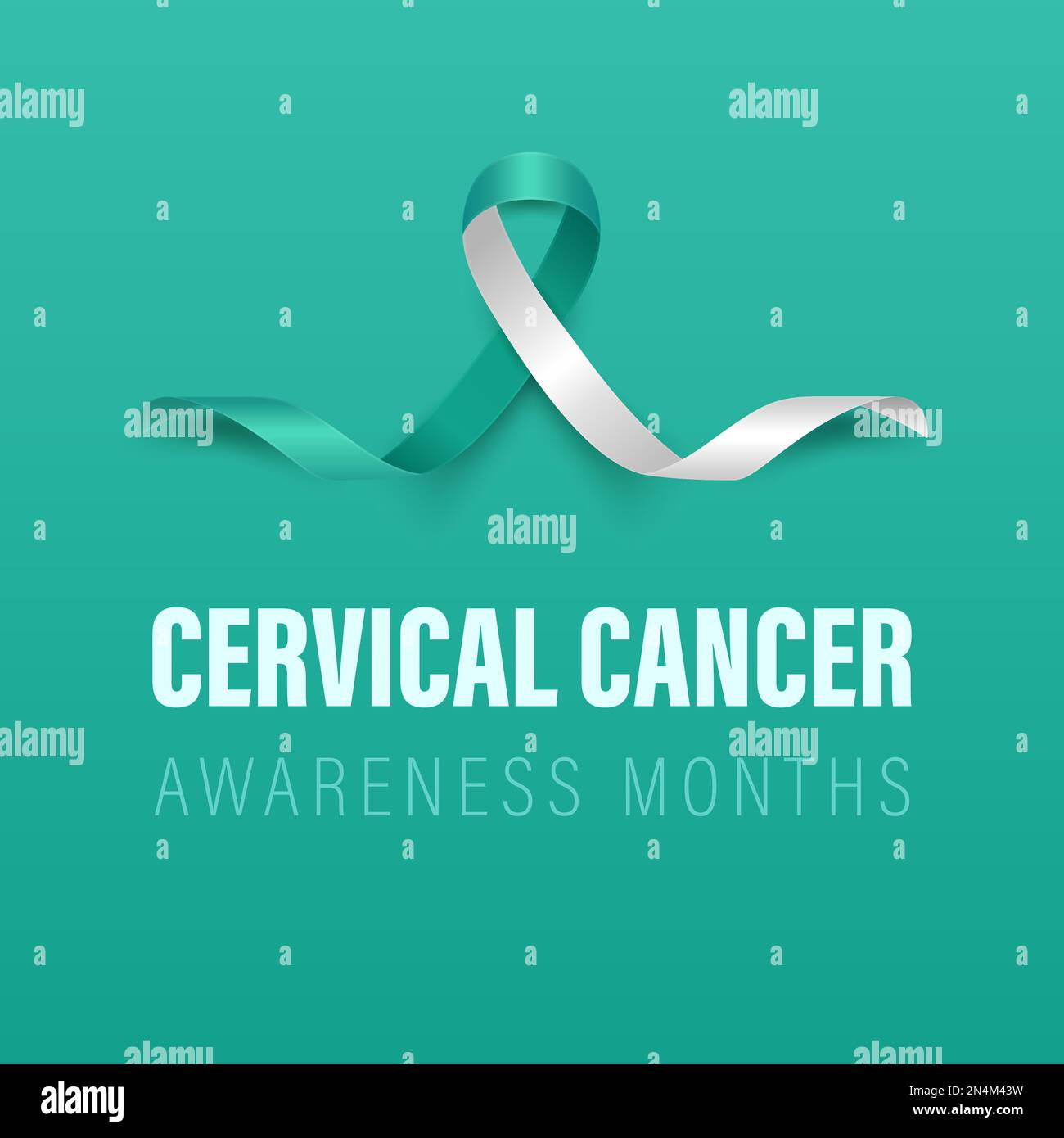 Cervical Cancer Banner, Card, Placard with Vector 3d Realistic Teal and ...