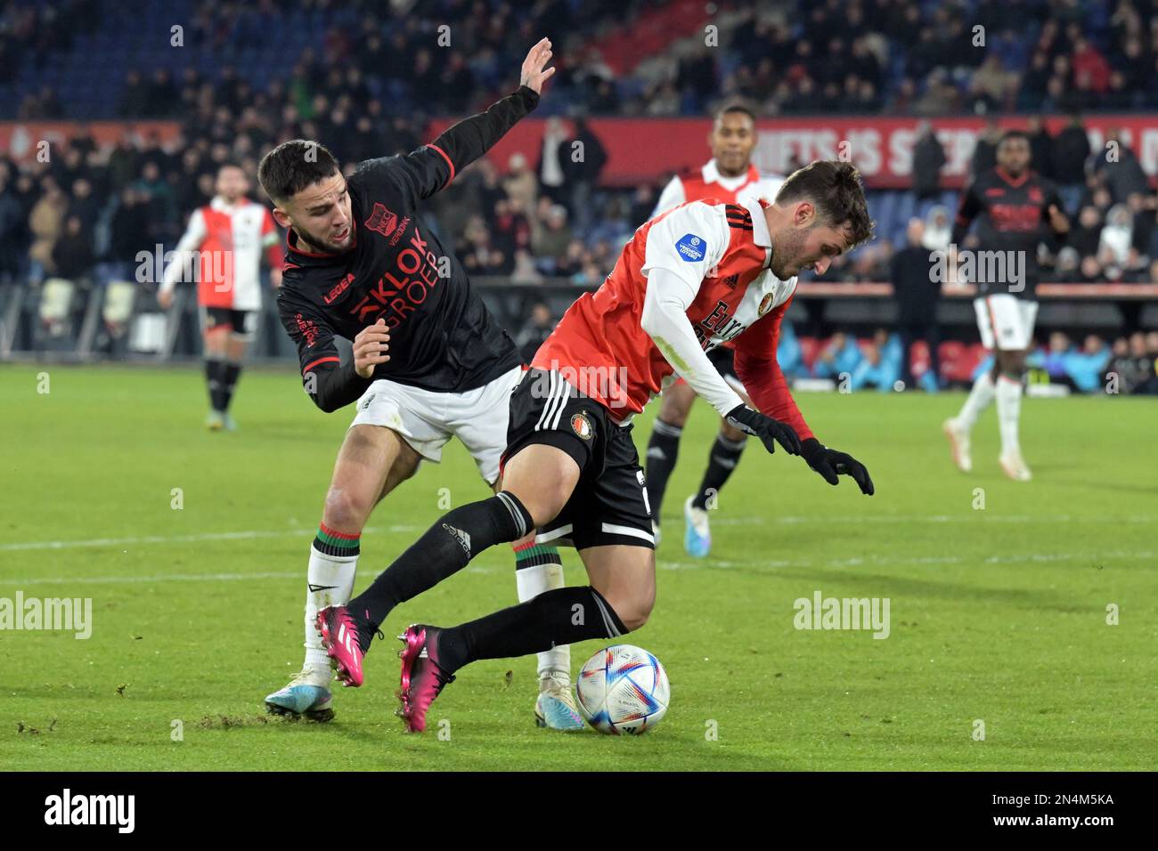 ROTTERDAM - (lr) Calvin Verdonk of NEC Nijmegen, Santiago Gimenez of Feyenoord during the round ...