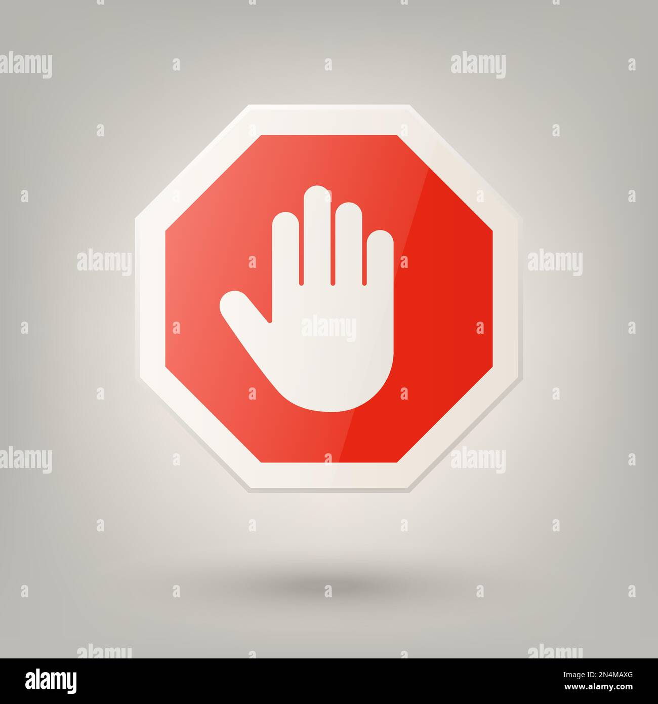 Vector White and Red Round Glossy Prohibition Stop Sign - Warning ...