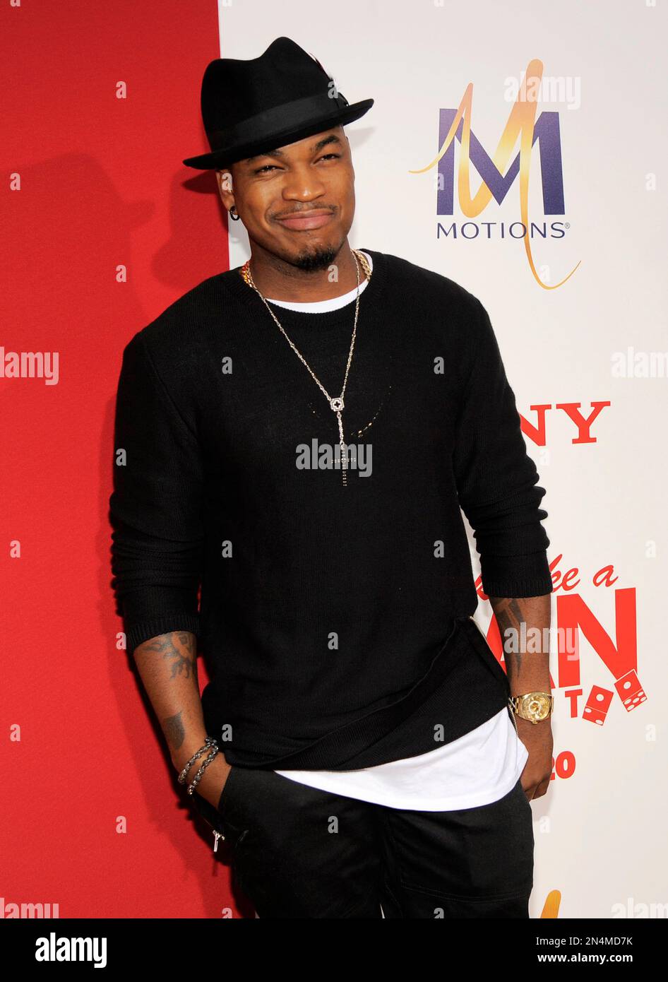 Musical performer Ne-Yo poses at the premiere of the film "Think Like A ...