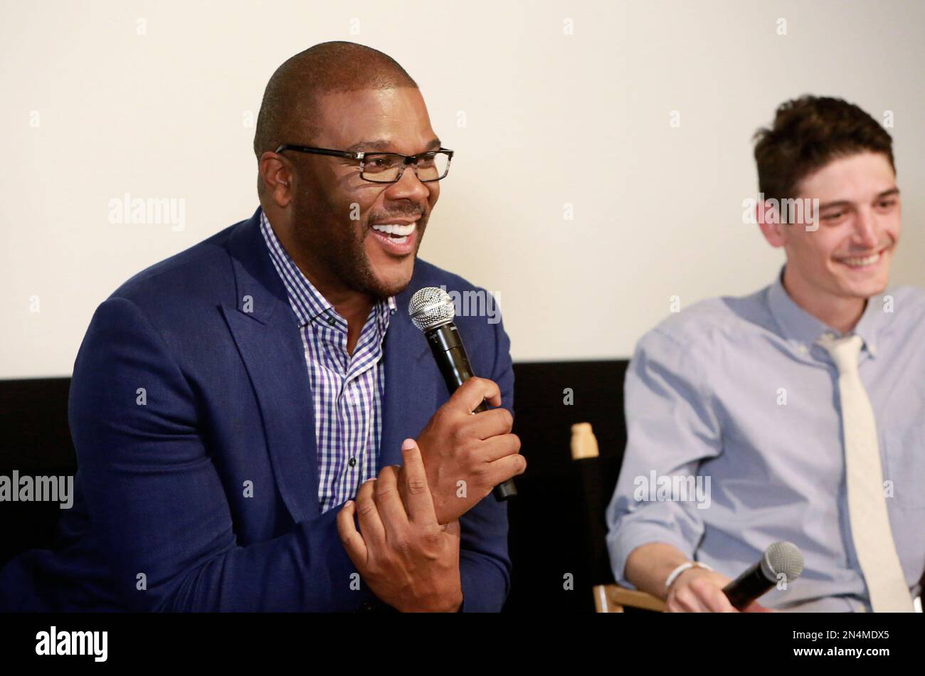 Tyler Perry and director Derek Doneen speak at the panel discussion at ...
